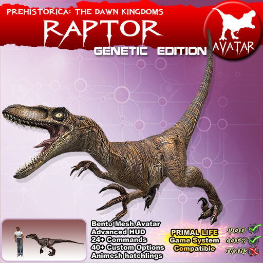 Second Life Marketplace - "RAPTOR" VELOCIRAPTOR {GENETIC EDITION ...